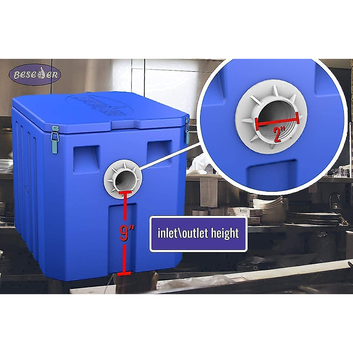 Grease Trap + Grease Trap Cleaner - Grease Interceptor 10 GPM - Grease Traps For Restaurants + Grease Trap Tablets 12 pcs - 20 Lb Grease Trap Interceptor - Plastic Under Sink Grease Trap