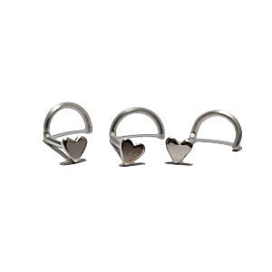 18,20 gauge Mini heart Nose Stud ,925 Sterling Silver,Tiny Heart Nose Stud / nose screw, Body Piercing Jewelry, Silver Nose ring (18g Left Screw)