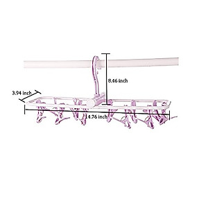 Aschic Folding Portable Laundry Hanger with 12 Clips Drying Rack for Socks&Lingerie Plastic Clothes Pins (Assorted)