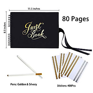 KIJETA Black Polaroid Guest Book for Wedding, Funeral, Baby Shower, Birthday, Bridal Shower, Graduation Party, 50th Anniversary - 11.5” x 8.5”, 80 Blank Pages Guestbook