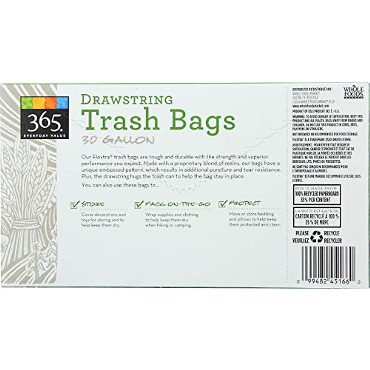 365 by Whole Foods Market, Drawstring Trash Bags (30 Gallon), 35 ct