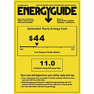 DELLA 5000 BTU 115V/60Hz Window Air Conditioner, Whisper Quiet AC Unit with Easy to Use Mechanical Control and Reusable Filter, Cools Up to 150 Sq. Ft.