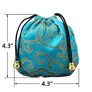 Chinese Silk Brocade Embroidered Drawstring Jewelry Pouch Bag Colors Value Set 34 pcs