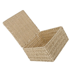 CHILDWEET 150cm Beige Wicker Storage Basket with Lid, Multipurpose Basket for Home, Kids, Office, Decor, Organization