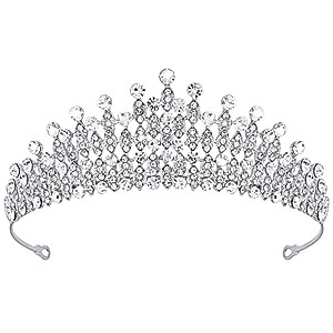 ARALUKY Silver Wedding Tiara for Women Crystal Tiaras and Crowns for Women Baroque Crown Wedding Tiaras for Bride, Royal Queen Crown Elegant Princess Crown Rhinestone Hair Accessories for Birthday Prom Pageant Party