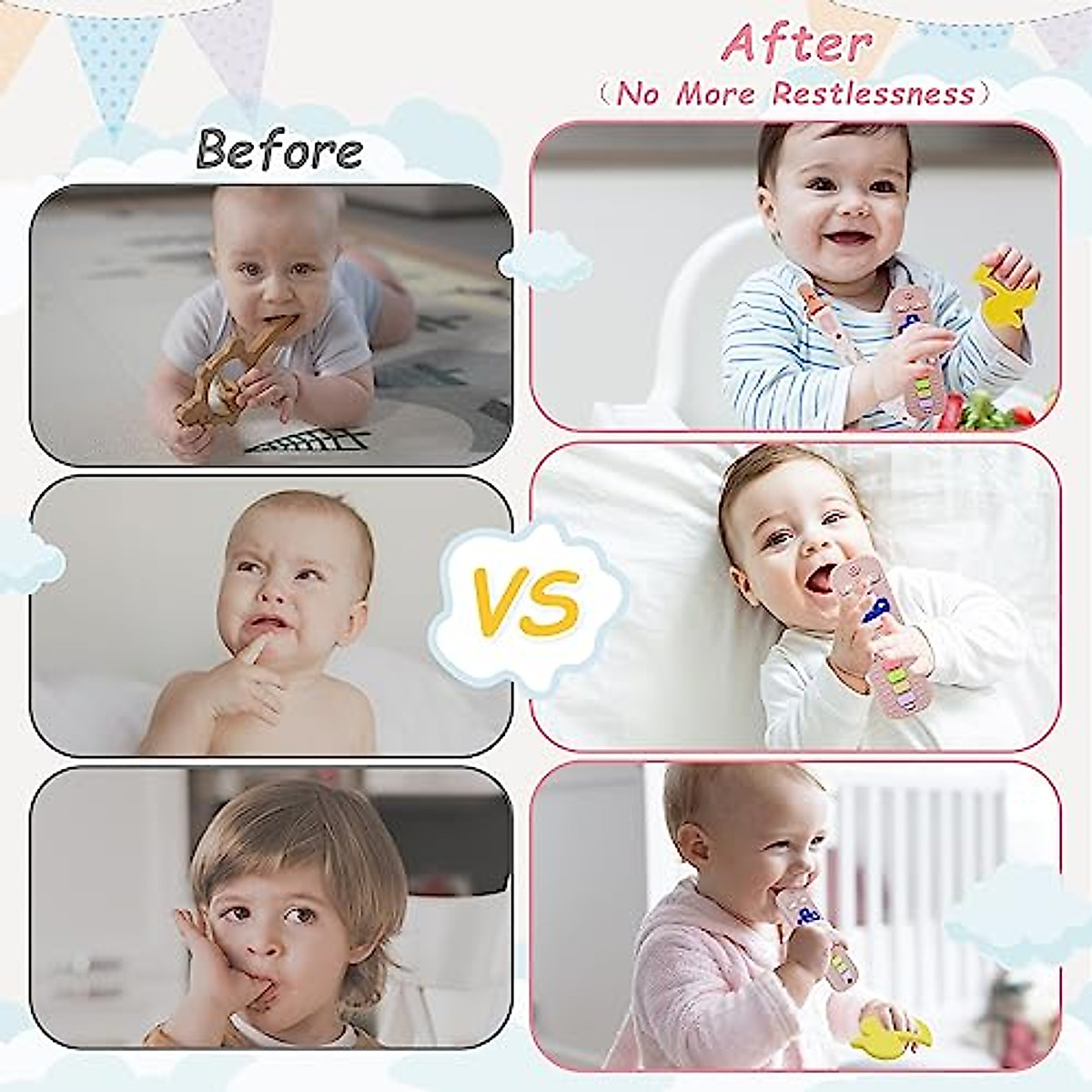 2 PCS Baby Teething Toys, Baby Teethers Set for 0-6, 3-6 Months & 6-12 Months, Remote Control Shape Teether, Duck Shape Teether, Baby Chew Toys Set, Baby Essentials, Infant Toys, Gift for Mum-to-Be