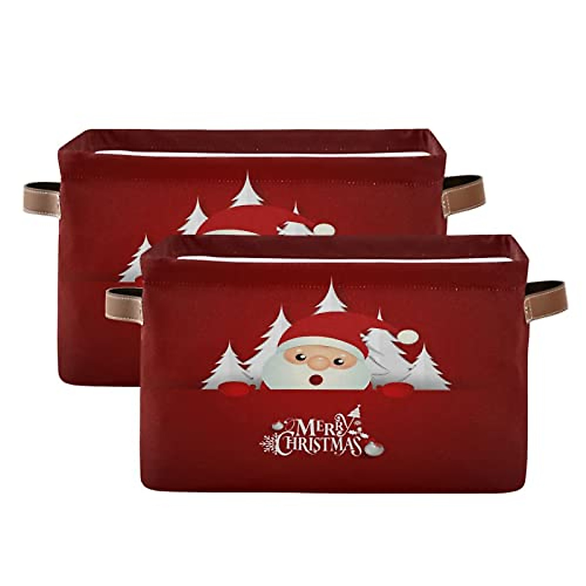 ALAZA Christmas Santa Claus Red Foldable Storage Box Storage Basket Organizer Bins with Handles for Shelf Closet Living Room Bedroom Home Office 1 Pack