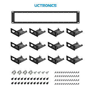 UCTRONICS Front Removable 2U Rackmount for Raspberry Pi, 19-inch 2U Server Rack with 12 Pieces of Removable Mounting Plates for Raspberry Pi 4B, 3B+/3B, and Other B Models