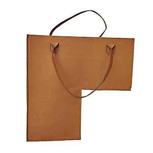 ＫＬＫＣＭＳ 2Pieces Stair Basket with Leather Handle for Carpeted Stairs, Staircase Basket for Wooden Stairs, Foldable Basket Organizer for Office, Black and Brown