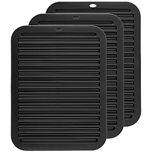 4 PCS Silicone Trivets for Hot Pots and Pans 9"x12" Heat Resistant Trivet Mat Hot Pads for Kitchen Quartz Countertops Multipurpose Non-Slip Potholders Pot Holders Trivets for Hot Dishes-Rectangle Grey