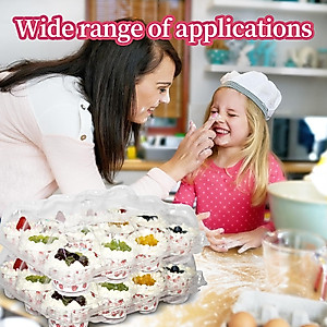 (12 Pack x 8 Sets) Disposable Stackable Plastic Cupcake Containers, Cupcake Holder for 12 Cupcakes,High Tall Dome Lid Cupcake Carriers, Mini Cupcake Container Suitable for cupcakes, desserts, muffins