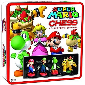 USAOPOLY Super Mario Chess Set | 32 Custom Scuplt Chesspiece for 2 players Including Iconic Characters Like Mario, Luigi, Peach, Toad, Bowser | Themed Chess Game from Nintendo Video Games