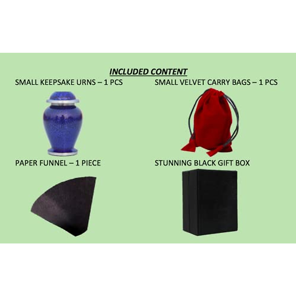 THE ASCENT MEMORIAL Small Cremation Urn for Human Ashes Adult | Marble Blue Mini Keepsake Urn with Velvet Carry Bag A Paper Funnel and A Premium Gift Box | Aesthetic Mini Urn