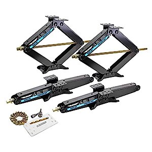 LIBRA Heavy Duty 9000lbs 24" RV Trailer Stabilizer Leveling Scissor Jacks w/Dual Power Drill Sockets & Full Installation Kit,Set 4