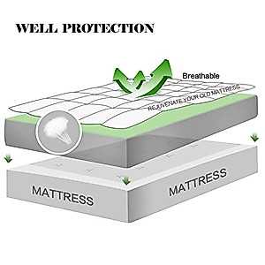 EASELAND RV Short Queen Mattress Pad Pillow Top Mattress Cover Quilted Fitted Mattress Protector Cotton Top 8-21" Deep Pocket Cooling Mattress Topper (60x75 Inches, Dark Grey)