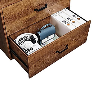 GEDELITE 2 Drawer Wooden Lateral File Cabinet, Office Storage Filing Cabinet for Legal/Letter/A4 File, 16.54" D x 30.31" W x 24" H, Brown