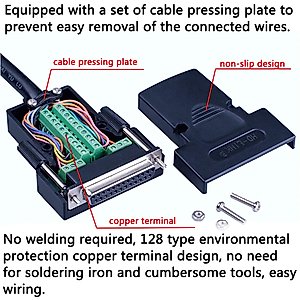 ANMBEST 2PCS DB25 Solderless Connector, RS232 D-SUB Serial to 25-pin Port Terminal Male Adapter Breakout Board with Case Long Bolts Nuts