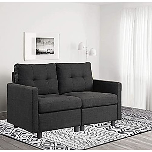 Payeel Convertible Sectional Sofa Couch 52" Loveseat with Tufted Cushion Back for Small Space,Living Room,Apartment (Loveseat,Dark Gray)