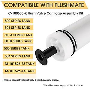 C-100500-K C-100500-Kit Replacement Cartridge Kit Flush Valve Cartridge Assembly Kit for m-101526-f3 503 504 Cartridge, White, 1 Pack
