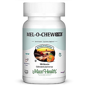 Maxi Health Extra-Strength Mel-O-Chew 5 MG Kosher Chewable Melatonin, Berry Flavor (100 Tablets)