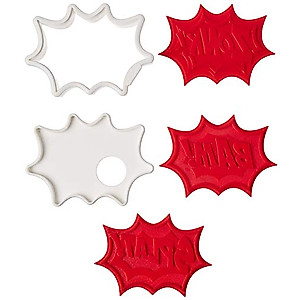 Tovolo Burst Reversible Templates Set of 6 Stamps, Comic Book Cookie Cutter, Dishwasher-Safe, Red