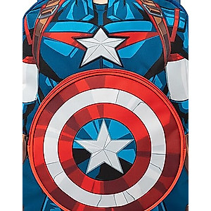 Marvel Boys Backpack | Captain America 4-Piece School Bag Set | Avengers Merchandise | Multiple Compartments