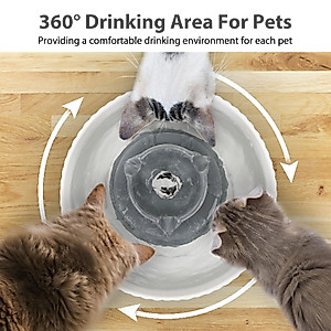 Kenepet Ceramic Cat Water Fountain, 2.1L/71oz Automatic Pet Water Fountain, 3 Filters and 2 Pumps Included, Cat Fountain Ideal for Cats, Dogs and Multiple Pets (Grey)