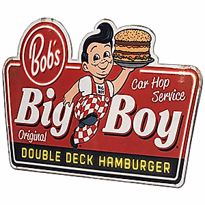 Open Road Brands Bob's Big Boy Embossed Metal Sign - Large Bob's Big Boy Wall Art for Kitchen or Man Cave