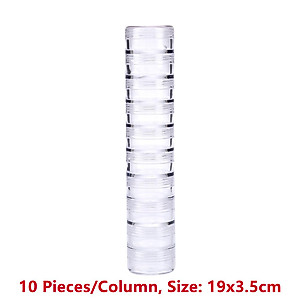 BAOFALI 50 PCS Stackable Plastic Containers, Clear Storage Box Round Organizer Jars for Beads, Buttons, DIY Art CraftJewelry Nail Accessory (919x3.5cm/ 7.5X.5inch)