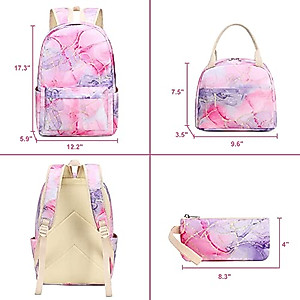 CAMTOP School Backpacks for Girls Teen Lightweight Waterproof Backpack Bookbags Set(Tie Dye Pink Purple)