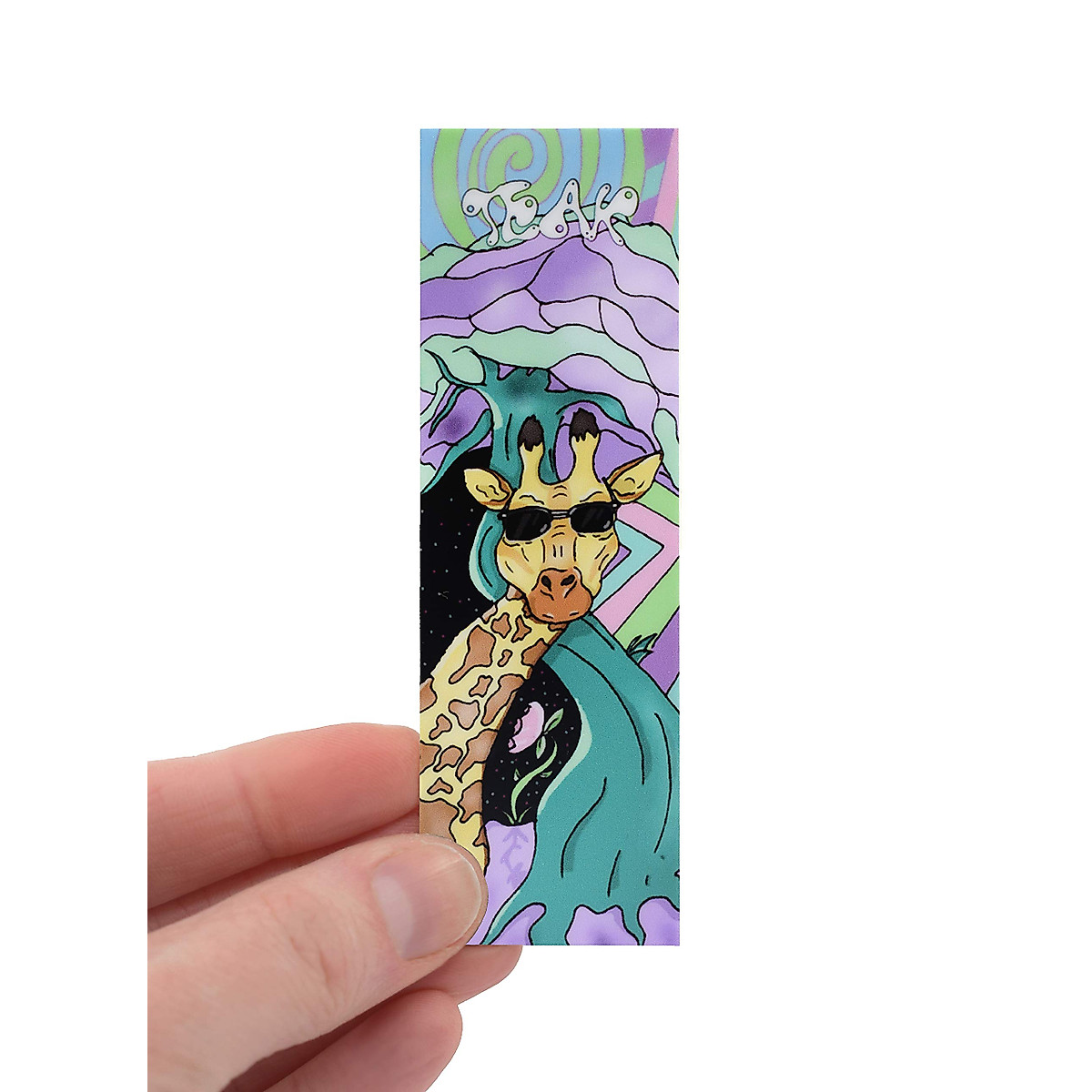 Teak Tuning Fingerboard Deck Graphic, Graffiti Giraffe - Adhesive Graphics to Customize Your 35mm Fingerboard Deck - 110mm Long, 35mm Wide, 0.2mm Thick - Waterproof Vinyl - Includes Mini File