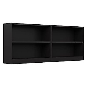Bush Furniture Universal Small 2 Shelf Bookcase in Black - Set of 2