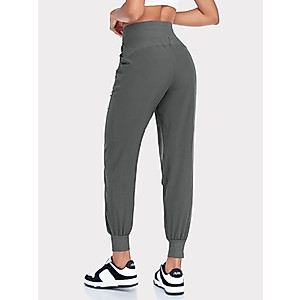 VUTRU Women's Drawstring Waist Joggers with Pockets, Lightweight Quick Dry Soft Sports Pants Workout Lounge Running Grey
