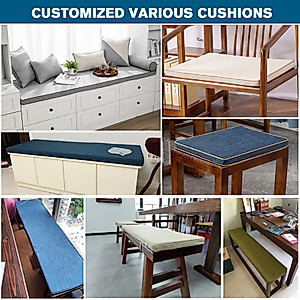 SXROMDA Cushion Custom Size for Bench, Customize Cushion for Indoor Outdoor Patio Furniture Window Seat, linen Cover with Zipper and 45D High-Resilience Foam Insert (Custom Sizes, Beige)