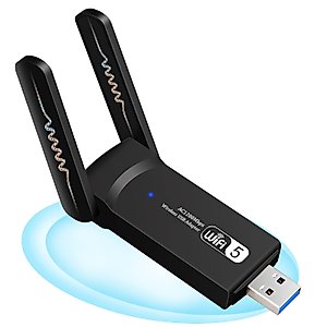 WiFi Adapter, 1200Mbps Dual Band 5G/2.4G Wireless Network Adapter, USB 3.0 MU-MIMO WiFi Dongle with High Gain Antennas for Desktop PC, Supports Windows/Mac OS X