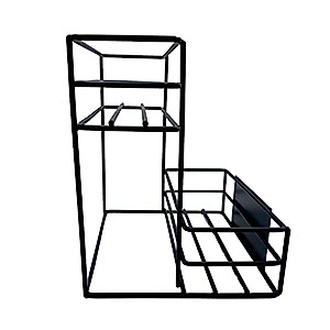 College Instruments Liquor Organizer Coffee Syrup Rack - Premium Wine Bottle Rack, bar Organizer Shelf Holder Syrup Stand Display for dressings, and Cocktail Mixers - 6 Bottle Capacity (Black)