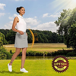 CQC Women's Outdoor UPF 50+ Golf Skort Casual Active Skirts Build-in Shorts with Pockets Gray M