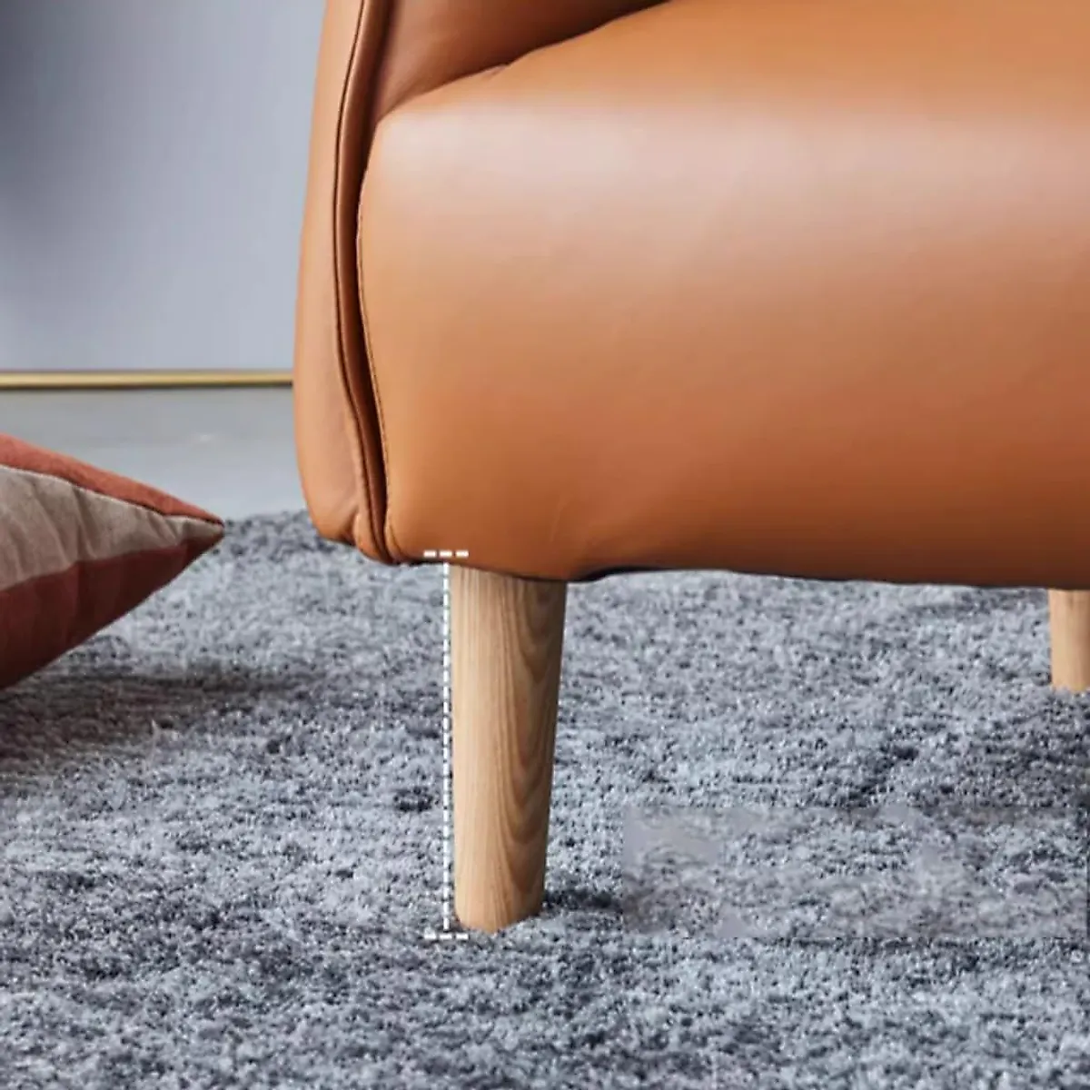 Couch for Living Room Leather Sofa Modern Minimalist Solid Wood Sofa Chair Nordic Small Apartment Living Room Light Luxury Single Sofa Samll Sofa