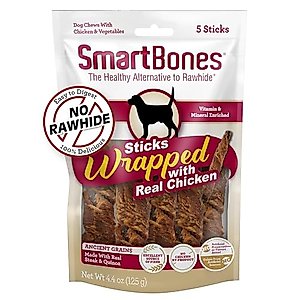 SmartBones Sticks Wrapped with Real Chicken, Steak and Quinoa Rawhide-Free Chews for Dogs, 5 Chews Per Pack, 4.4 Ounces