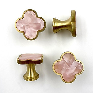 Solid Brass Decorative Wall Hooks, Coat Backpack Purse Screw-in Wall Hangers, Wall Mounted Fancy Hooks (Blossom Pink 4 Pack)