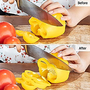 Knife Sharpeners for Steel and Ceramic Kitchen Knives - Manual Handheld System to Safely Sharpen and Hone your Knife - Includes Cut Resistant Glove and Blade Cloth (Black)