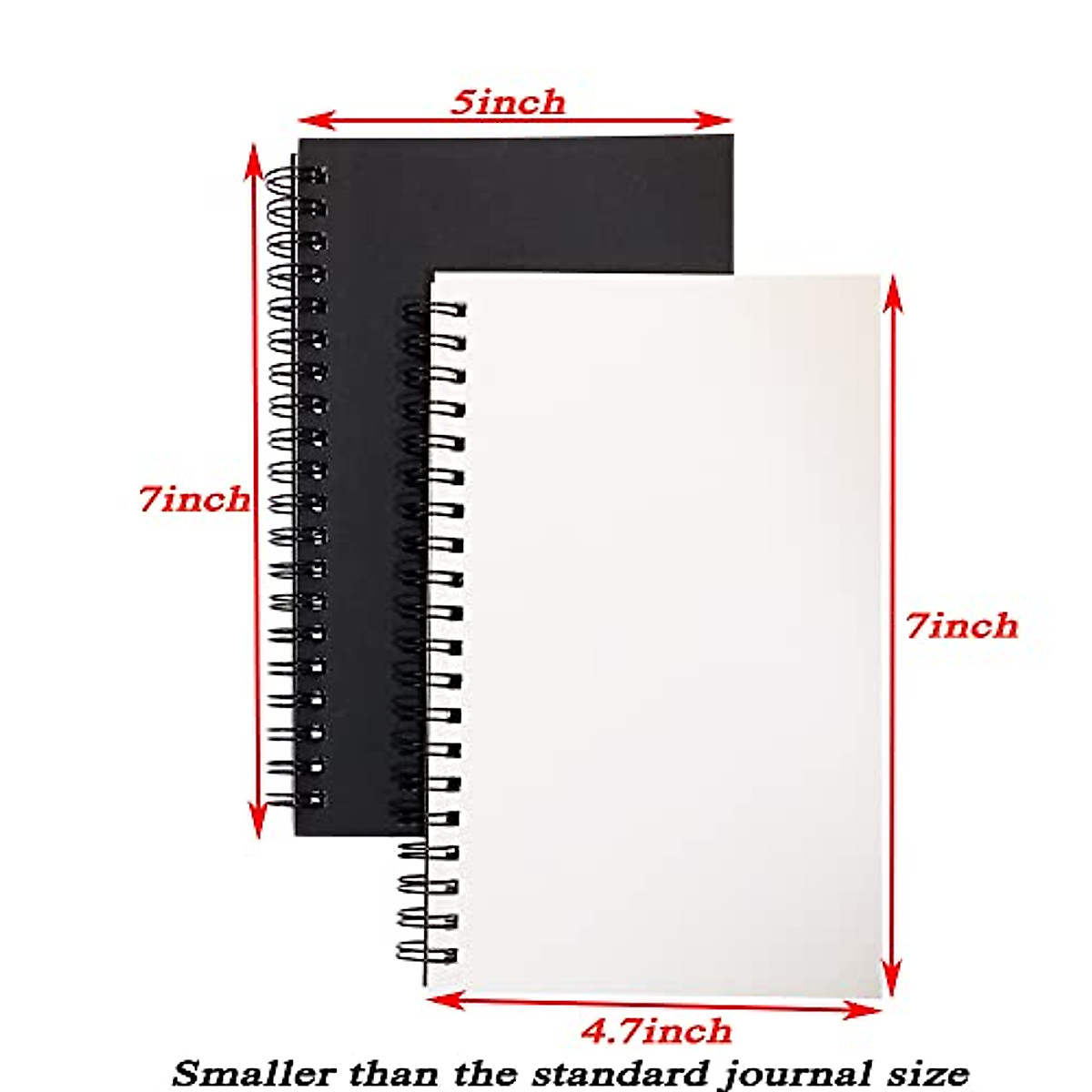 Mini Skater Set of 2 Black Notebook Blank Journal Memo Notebooks for Classroom School Students 100 Pages 50 Sheets (7 x 4.7 inch ,Black (Blank))