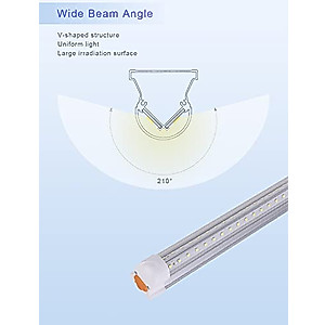 PARNOARCK Led Shop Light, Led Garage Light,2FT 20W T8 6000K Daylight 2600LM Linkable Clear Cover Integrated V-Shape,for Shop Warehouse Workbench Home Under Cabinet