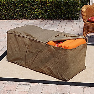 Budge P9A10PM1 English Garden Cushion Storage Bag Heavy Duty and Waterproof, 1 Count (Pack of 1), Tan Tweed