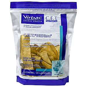 C.E.T. HEXtra Premium Oral Hygiene Chews with Chlorhexidine, Extra-Large Dogs, 30 Chews
