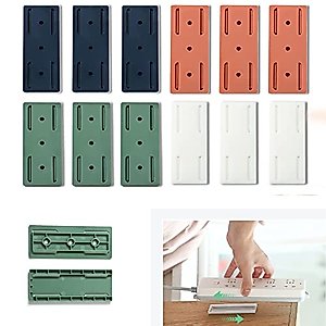 2023 Desktop Self-Adhesive Socket Fixer replacement, 12PCS Cable Management Punch Free Surge Protector, Cable Management Protector Adhesive Punch-Free Socket Holder for Kitchen Home and Office