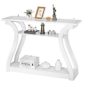 ZENY Console Table, Entryway Table with 3 Tier Storage Shelves, Narrow Long Sofa Table for Entryway, Living Room, Hallway, Couch, Foyer, White