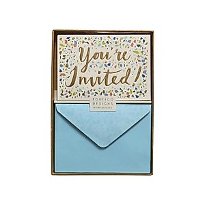 Portico Designs Blank Invitations Gold Foil Embossed Boxed Invitation Set, 10-Count, You're Invited