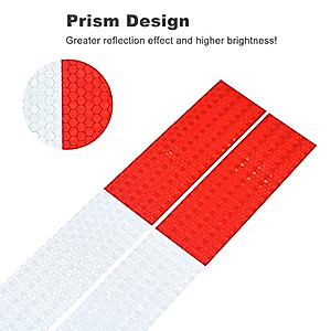 SOCOMAN Reflective Tape, Outdoor Waterproof Conspicuity Safety Caution Warning Self-Adhesive Tape Trailer Reflector for Cars, Trucks, Trailers, Boats, Road Signs, 2" × 12"(Red/White) (20 Pcs)