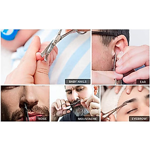 Melwey Rounded Stainless Steel Facial Hair Scissors/Safety Scissor for - Nose, Eyebrows, Facial Hair, Eyelashes, Moustache, Beard Trimming, Baby Nail.